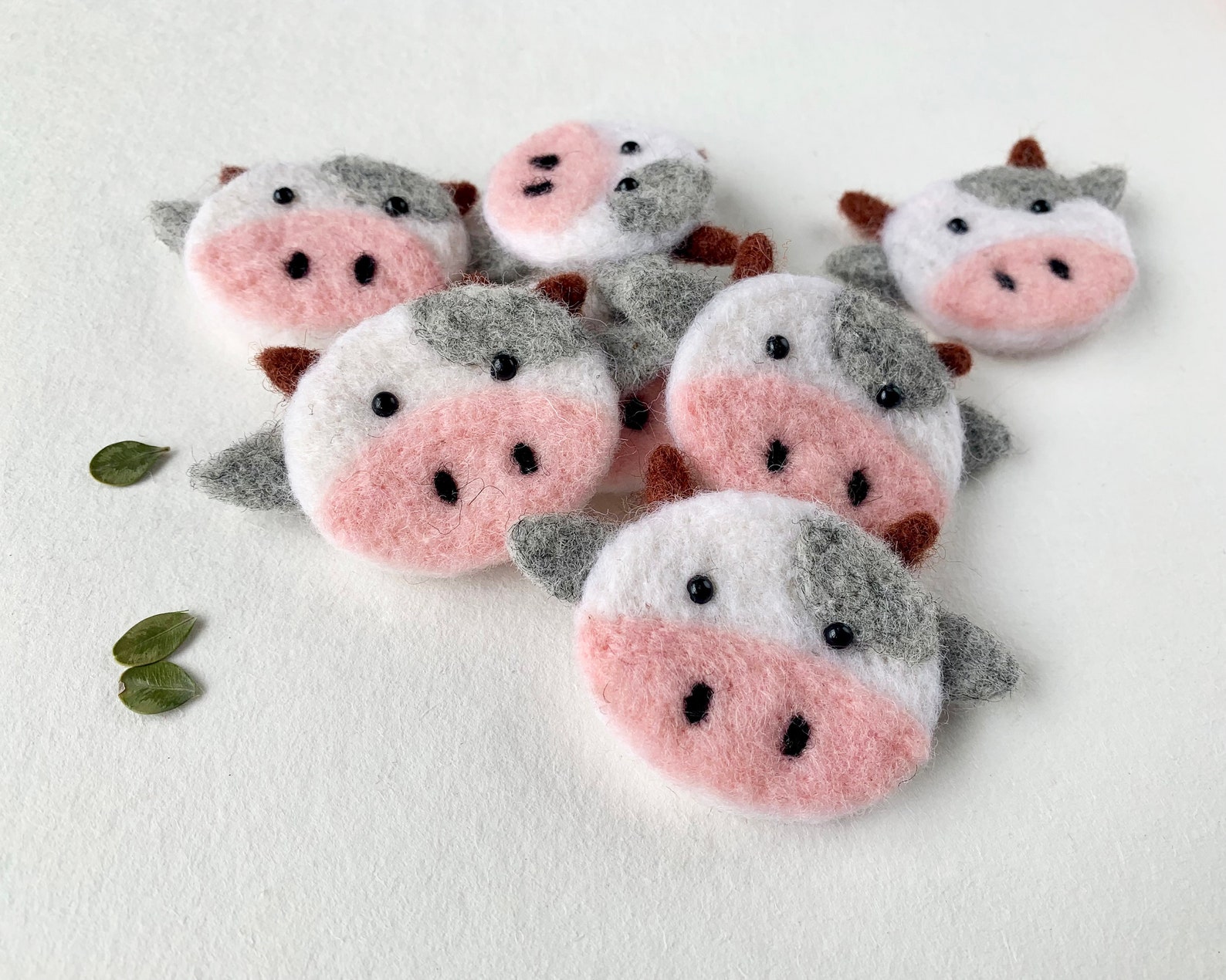 Felt Cow Wool Felt Milk Cow Head Felted Animal for Making - Etsy