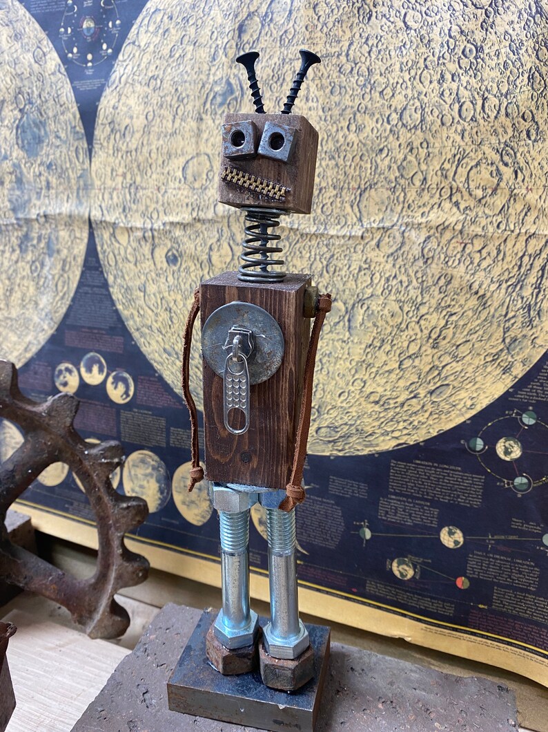 Wood Robot upcycled robot robot sculpture | Etsy