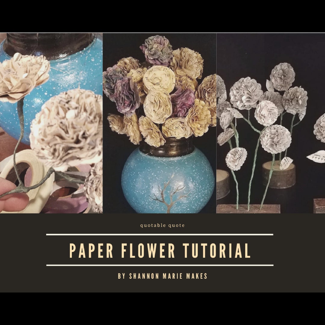 Paper Flower Tutorial, INSTANT DOWNLOAD, Craft Project, Book Flowers ...