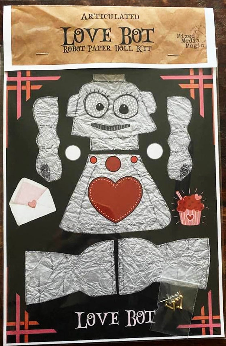 Robot Paper Doll Kit Articulated Paper Doll Lovebot | Etsy