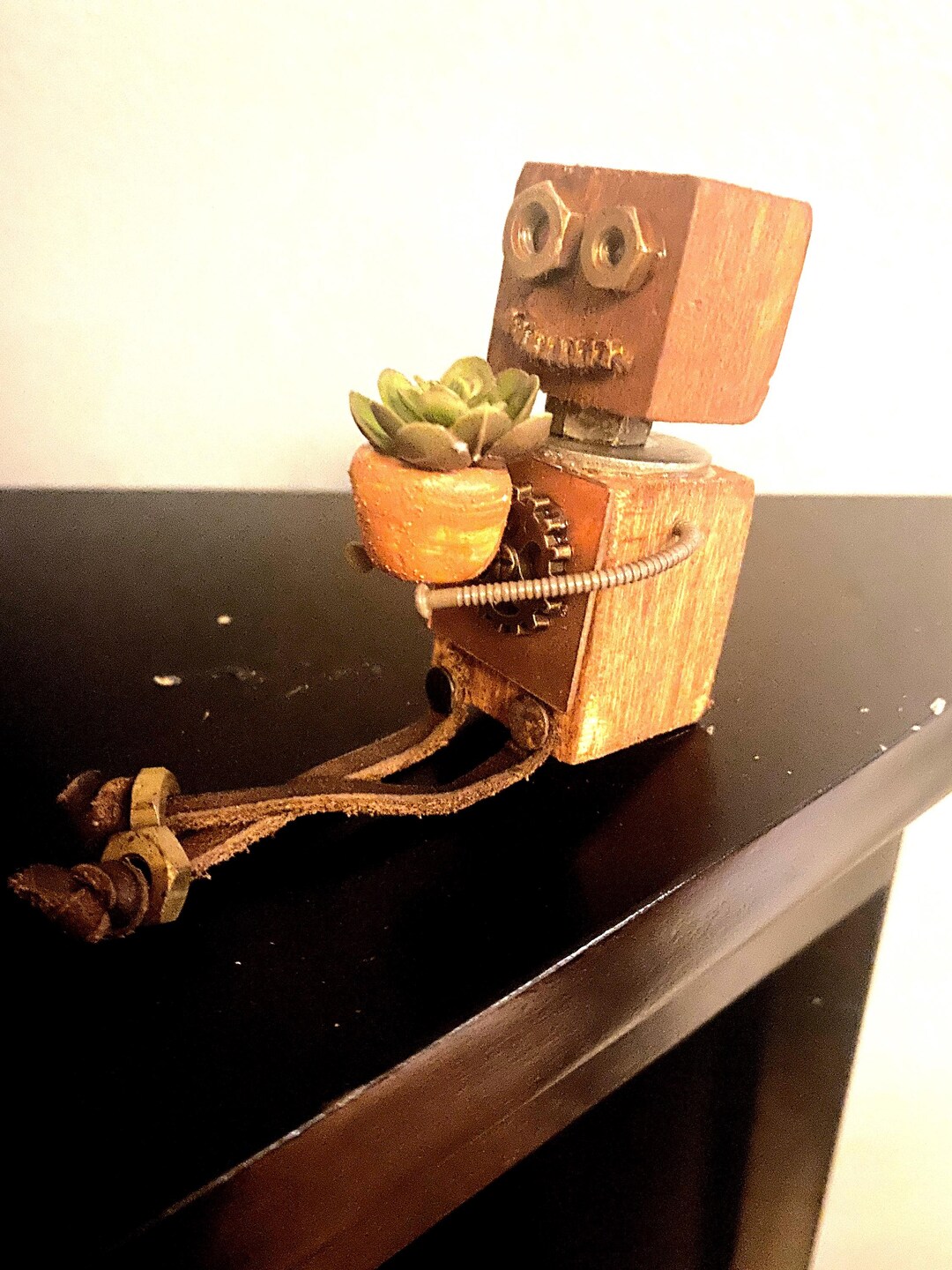 Robot With Succulent Plant, Wood Robot, Desk Friend, Plant Lover Gift ...