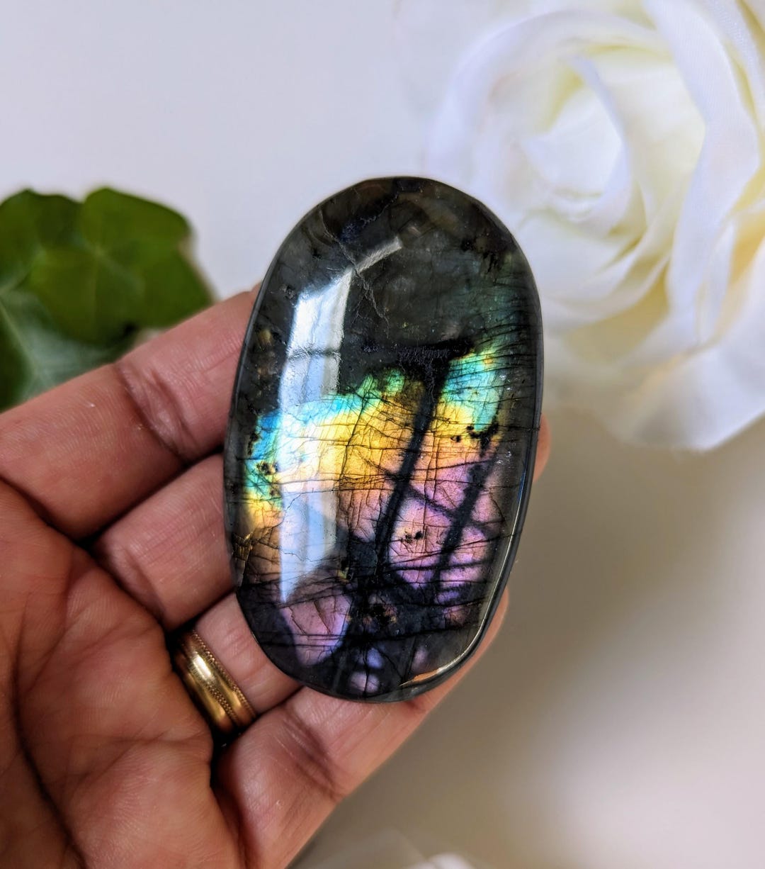 Labradorite Pebble 76g Violet-multicolor Palm Stone Healing Stone Anti ...