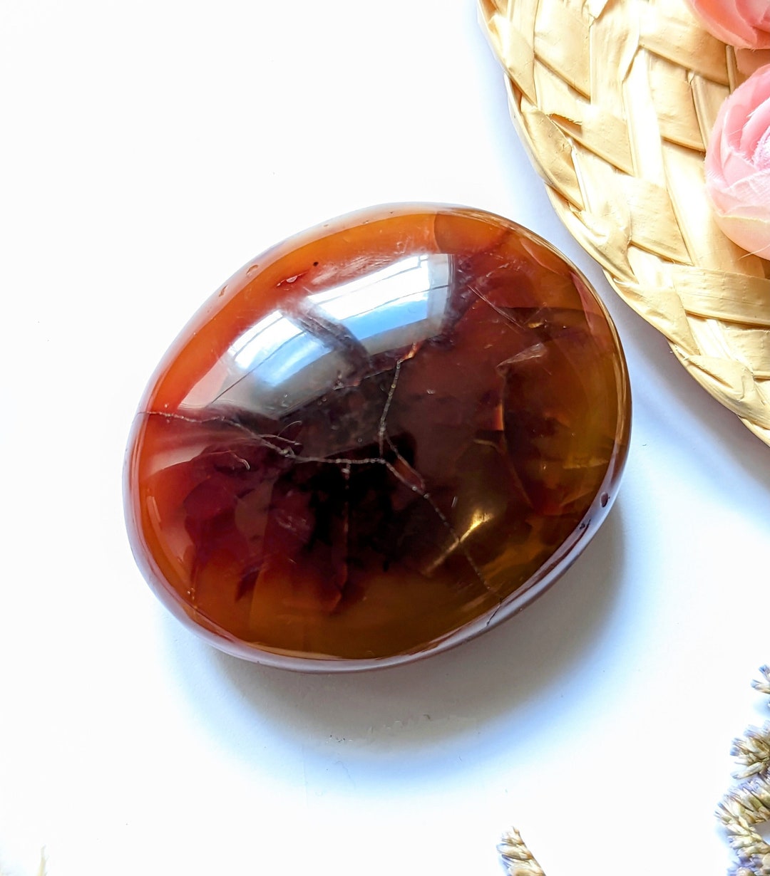 Carnelian Pebble Collector's Item Palm Stone Lithotherapy Stone, Stone ...