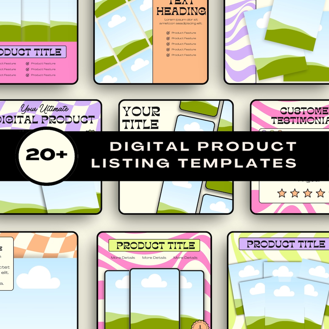 Canva Template Bundle: 20 Digital Product Listing Images (digital ...