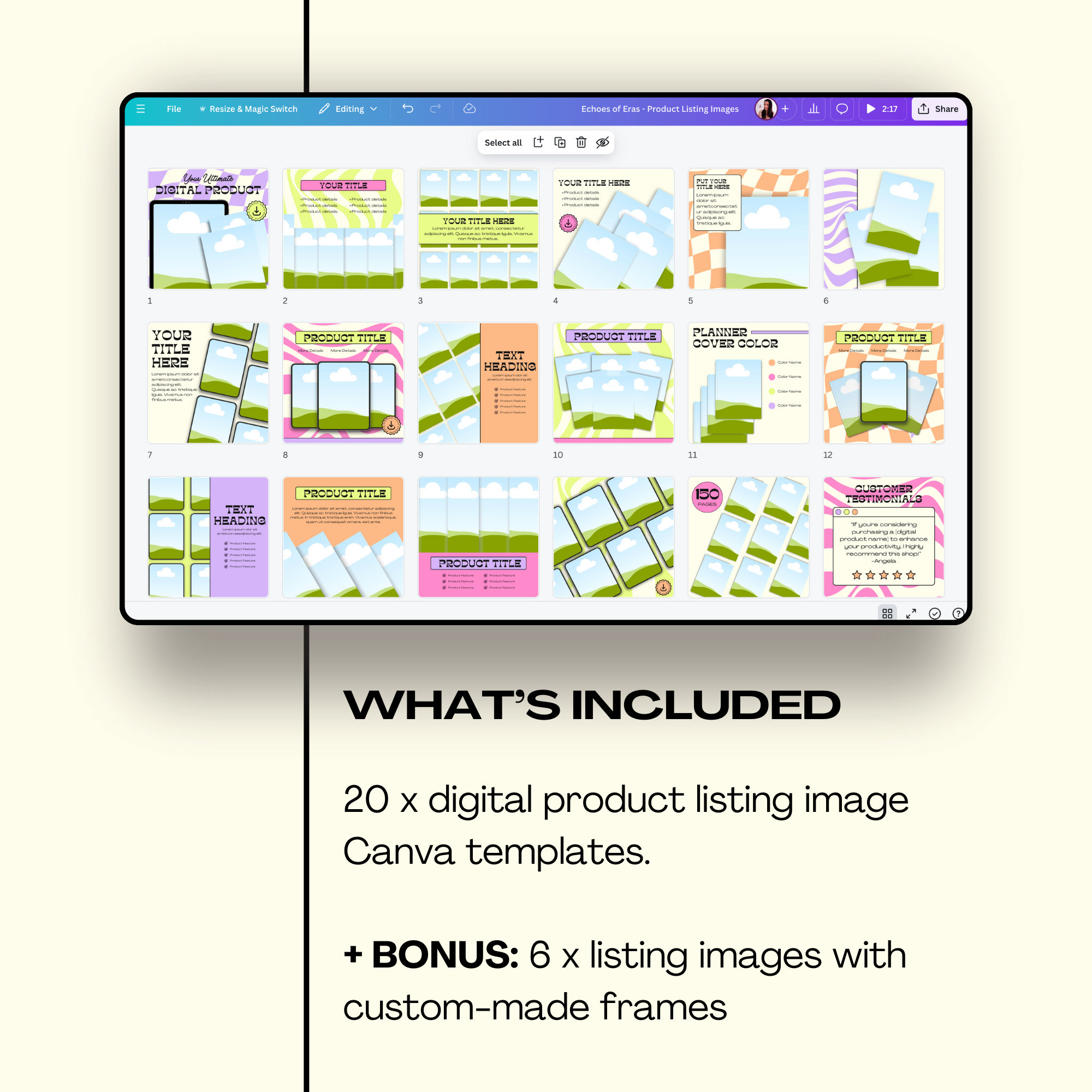 Canva Template Bundle: 20 Digital Product Listing Images (digital ...