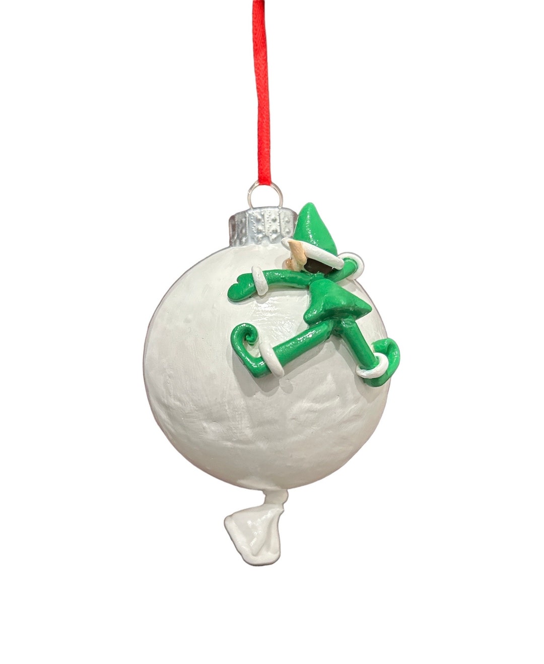Hang in There Elf Hanging Onto a Balloon Ornament - Etsy