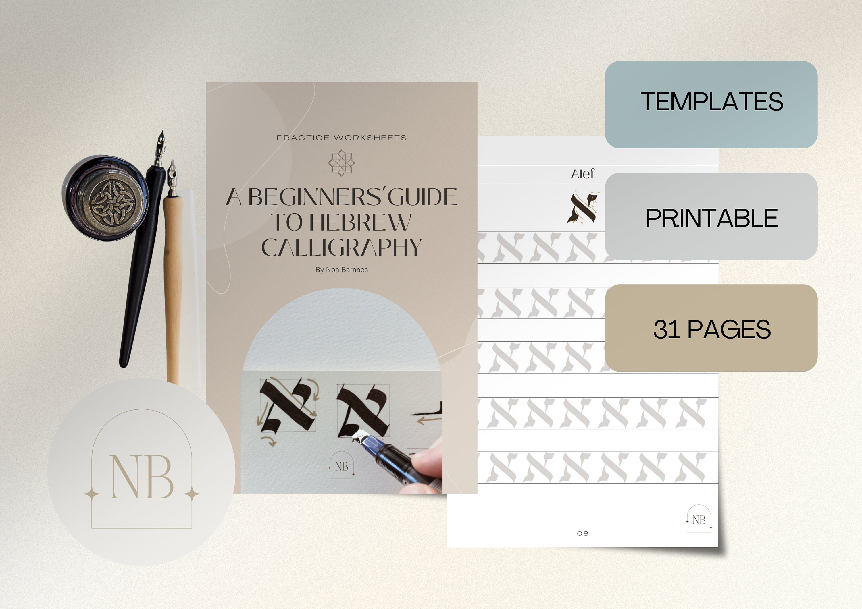 Hebrew Calligraphy Templates to Print - Etsy