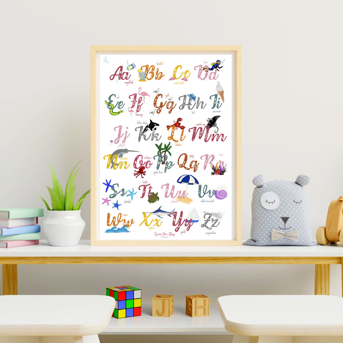 Aabbcc Alphabet Print Muted Tones Pallet kids prints | Etsy