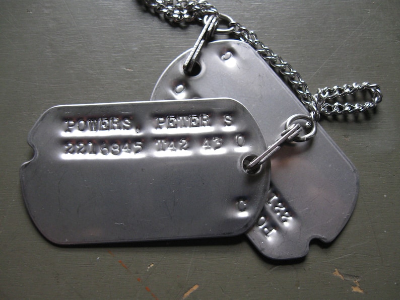 WW2 Dog Tag Set. Notched Style Stainless Steel Tags With Choice of ...