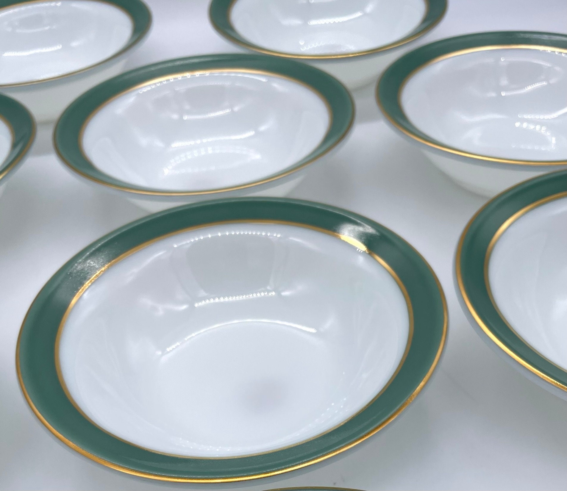 Pyrex Regency Green and Gold Dessert Bowls - Etsy