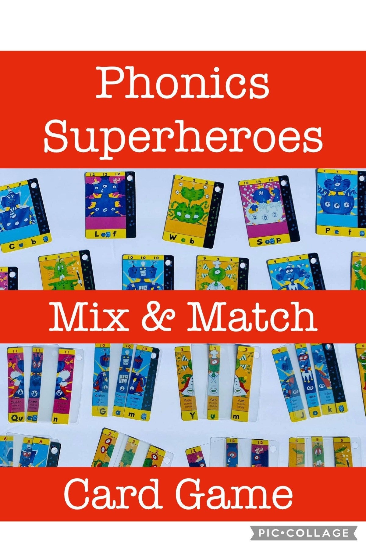 PHONICS SUPERHERO GAME - Mix & Match Card Game! Create Over 1700! Learn ...