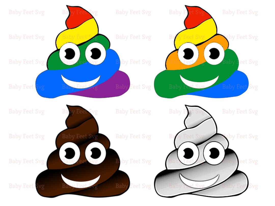 Bundle Rainbow Poop Emoji Svg, Poop Emoji Png Files, Unicorn Poop Svg ...