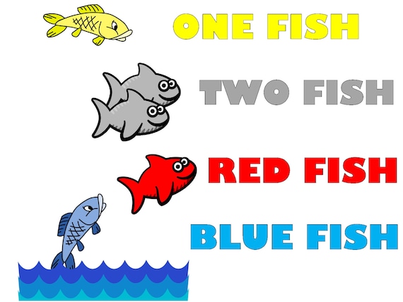 One Fish Two Fish Svg Red Fish Blue Fish Svg One Fish Two | Etsy