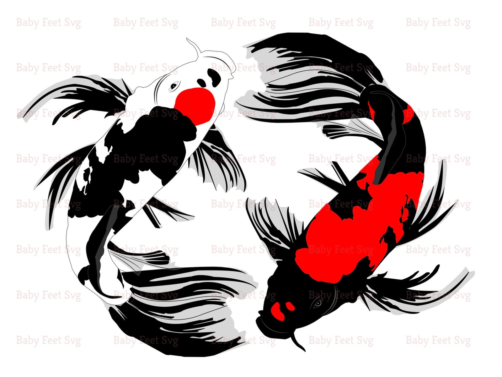 Koi Fish Svg, Koi Carps Svg, Traditional Asian Oriental Art, Japan Yin ...