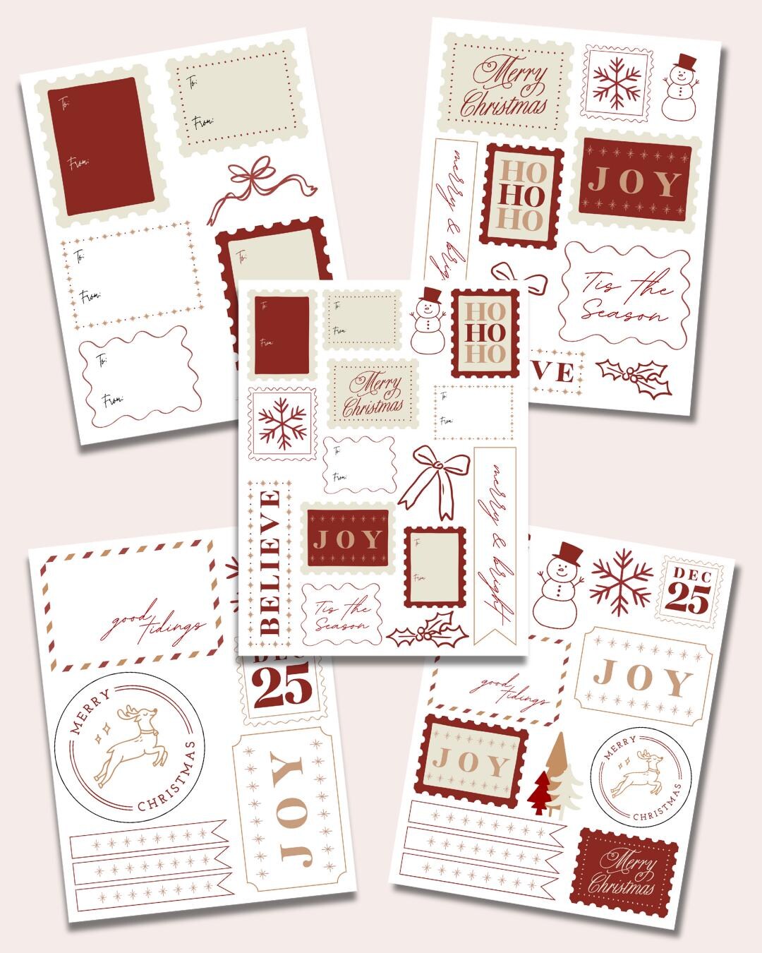 Red and Gold Printable Christmas Gift Tags - Etsy