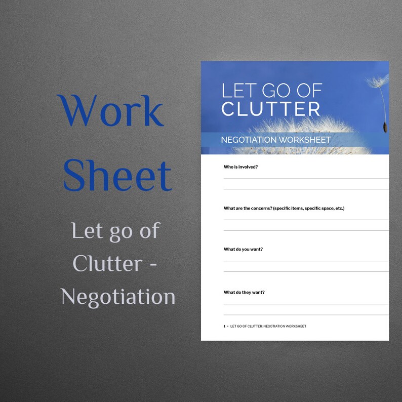 Digital Download Worksheet 'let Go of CLUTTER' Negotiation - Printable ...