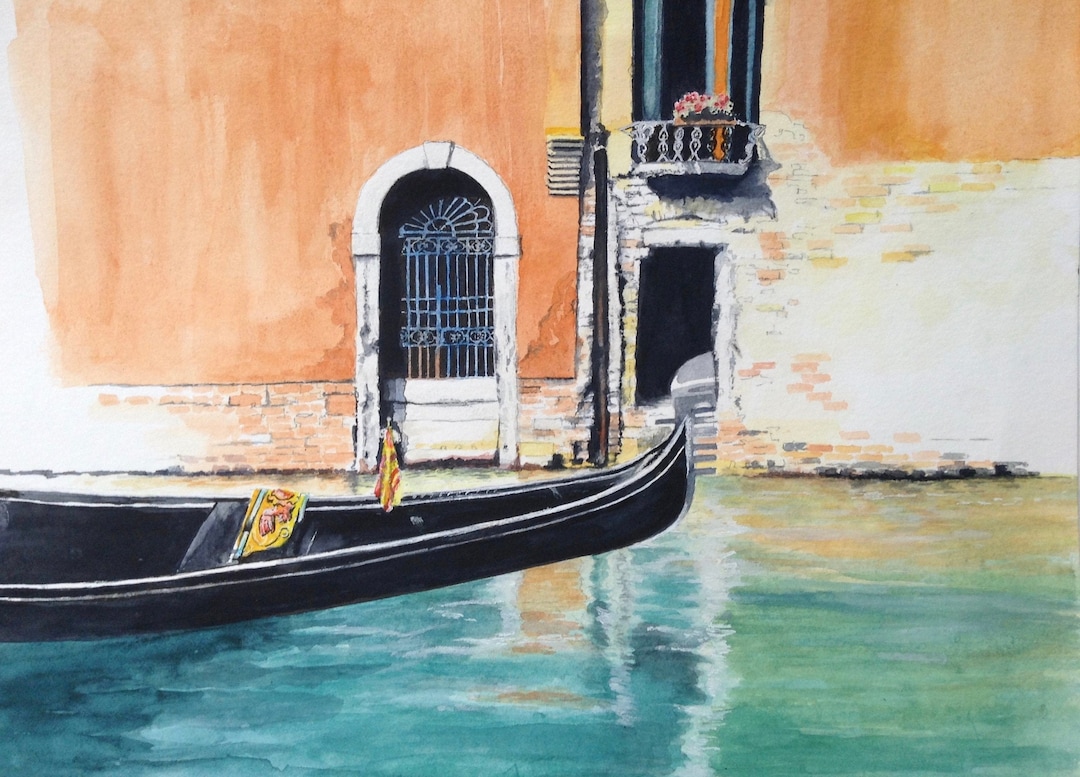 Venice Canal View With Gondola Original Watercolour Painting - Etsy