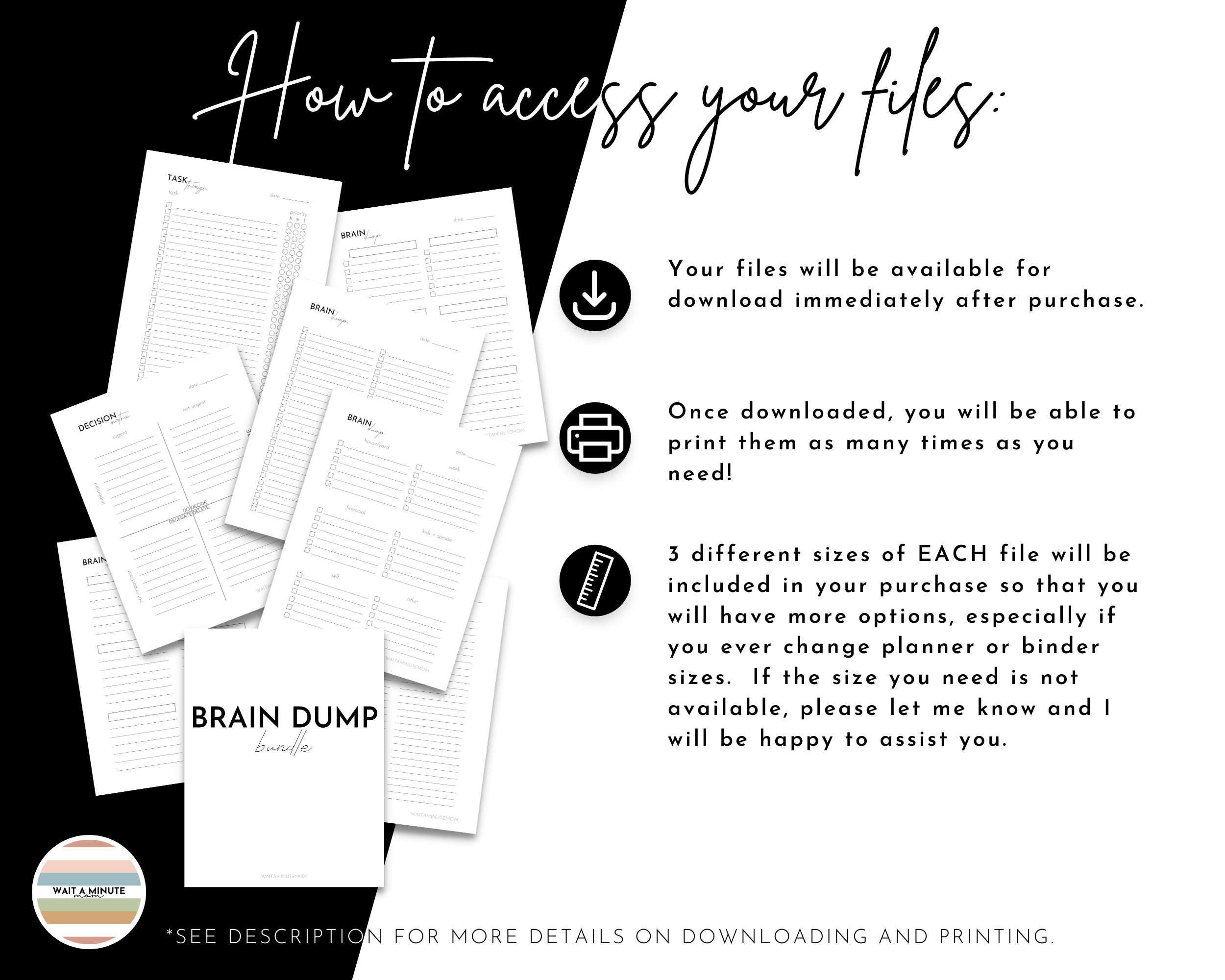 Minimalist Brain Dump Printable Worksheets Bundle, for Busy and ...