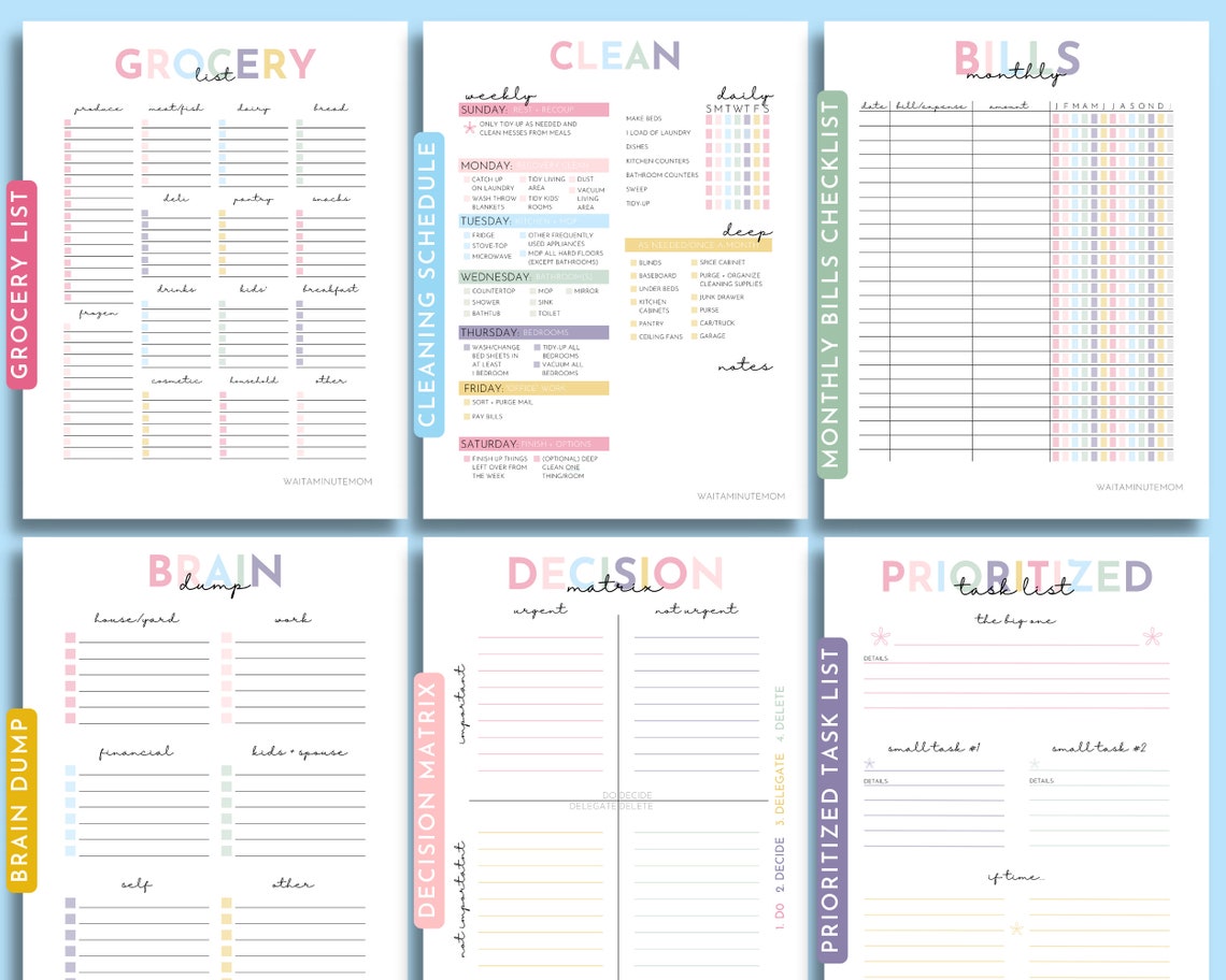 Simple Mom Life Productivity Printables Bundle, Busy Mom Life Binder ...