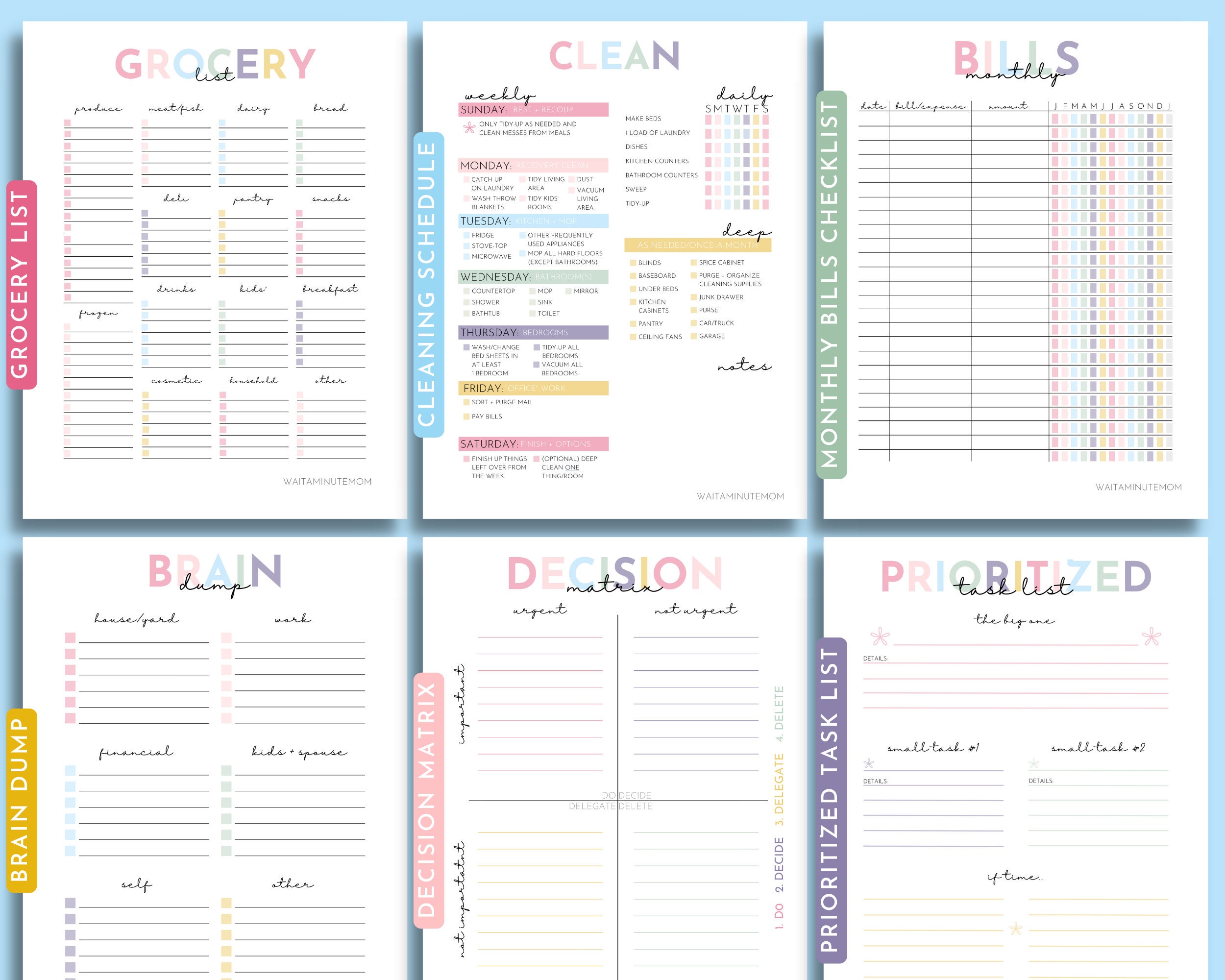 Simple Mom Life Productivity Printables Bundle, Busy Mom Life Binder ...