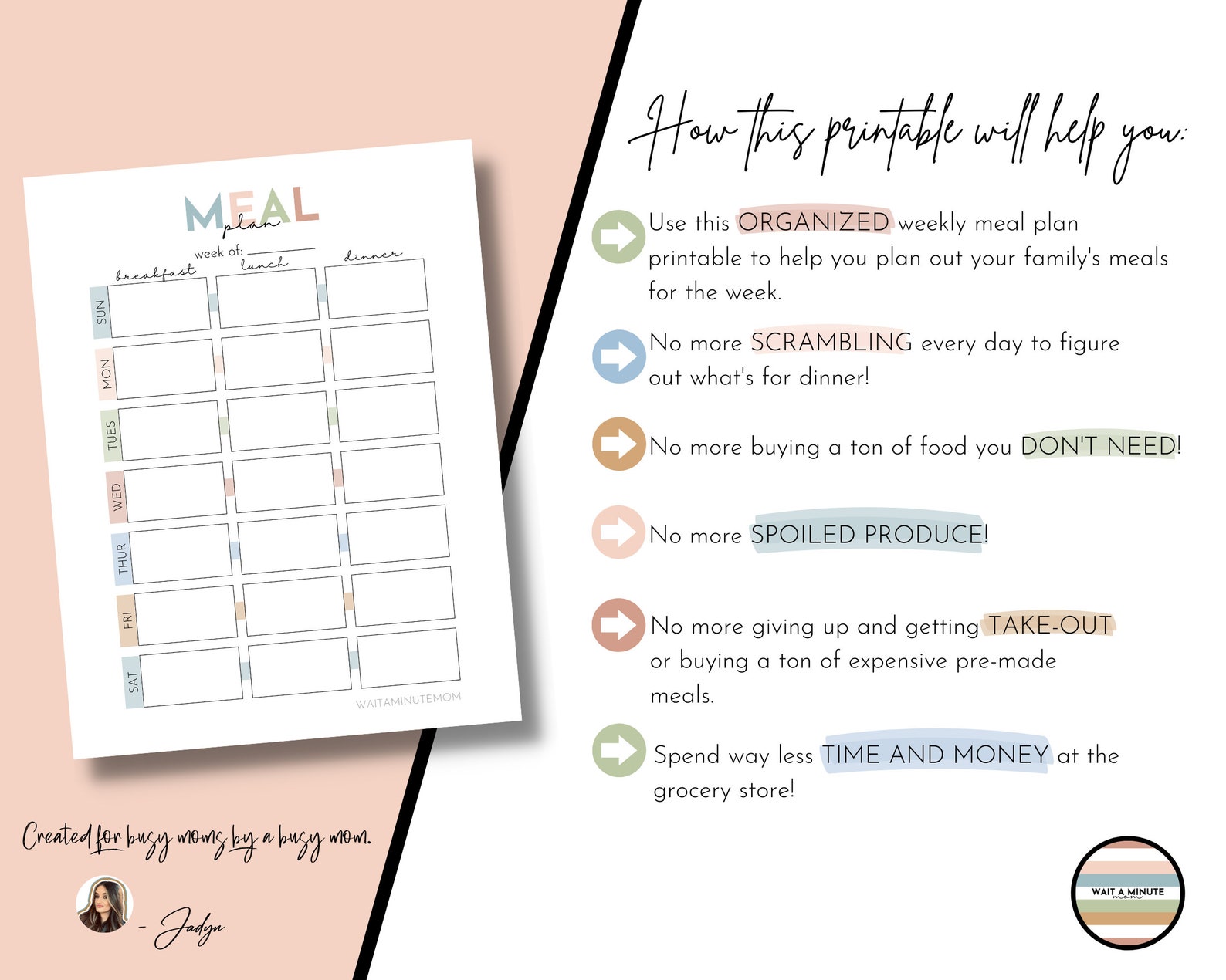 Printable Weekly Meal Plan, Weekly Menu Plan Chart, Meal Planner, Meals ...