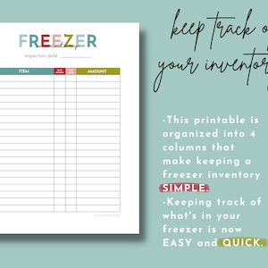 Printable Freezer Inventory, Simple Freezer Contents Tracker, Frozen ...