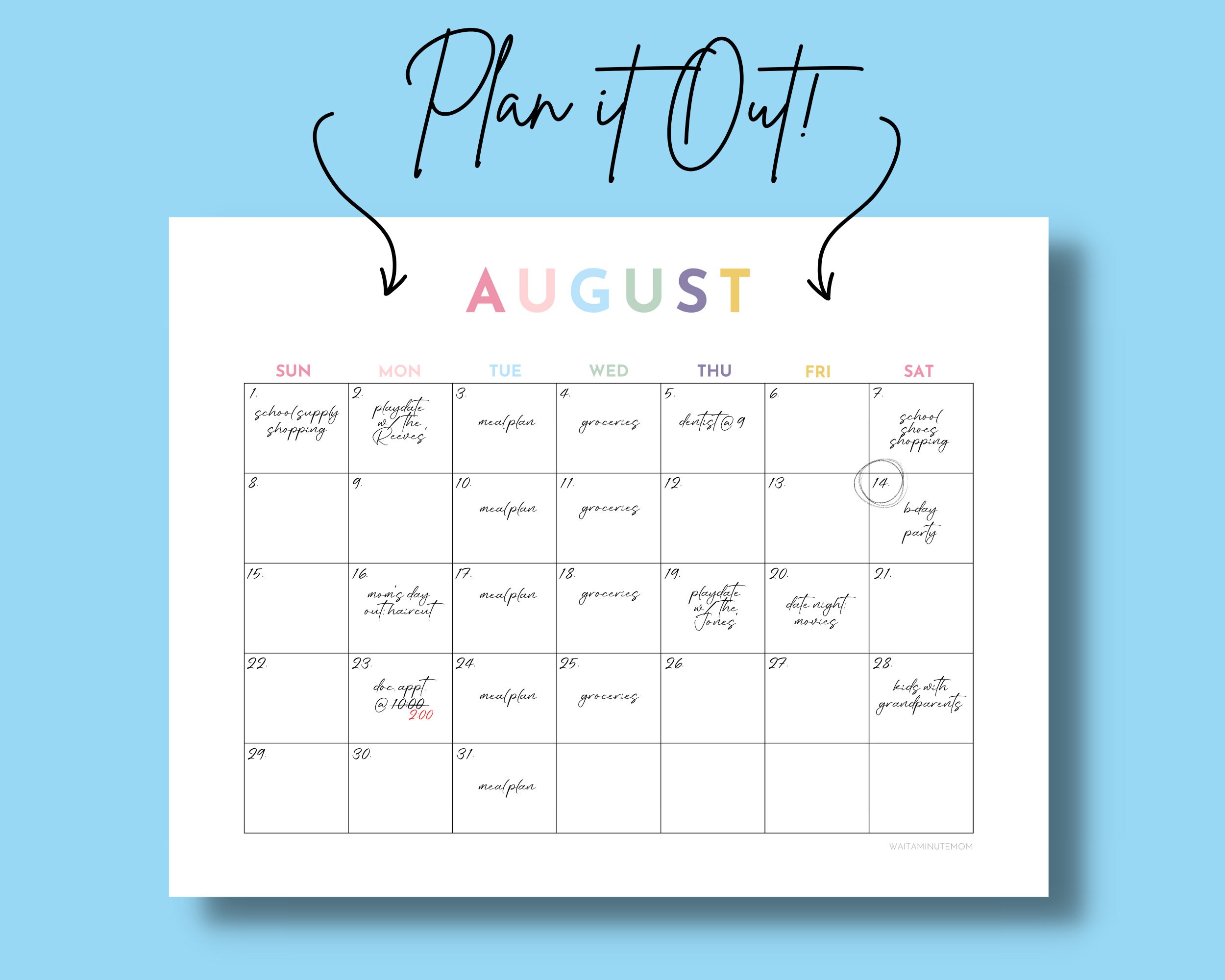 Undated Unlined Blank Monthly Calendar Printables Bundle, Sunday Start ...