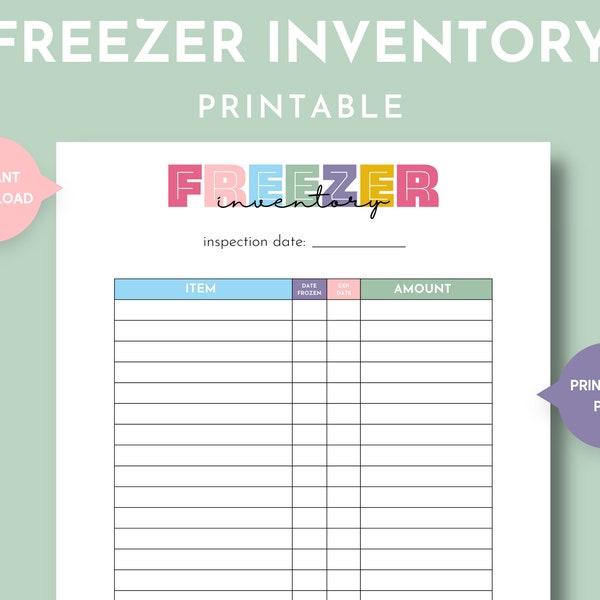 Printable Freezer Inventory Sheet - Etsy