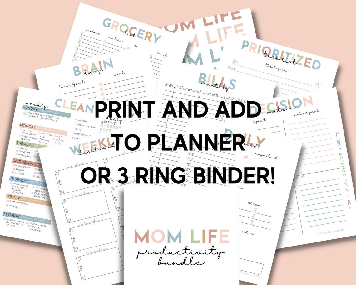 Household Binder Printables, Busy Mom Printables, Mom Life Binder Pages ...