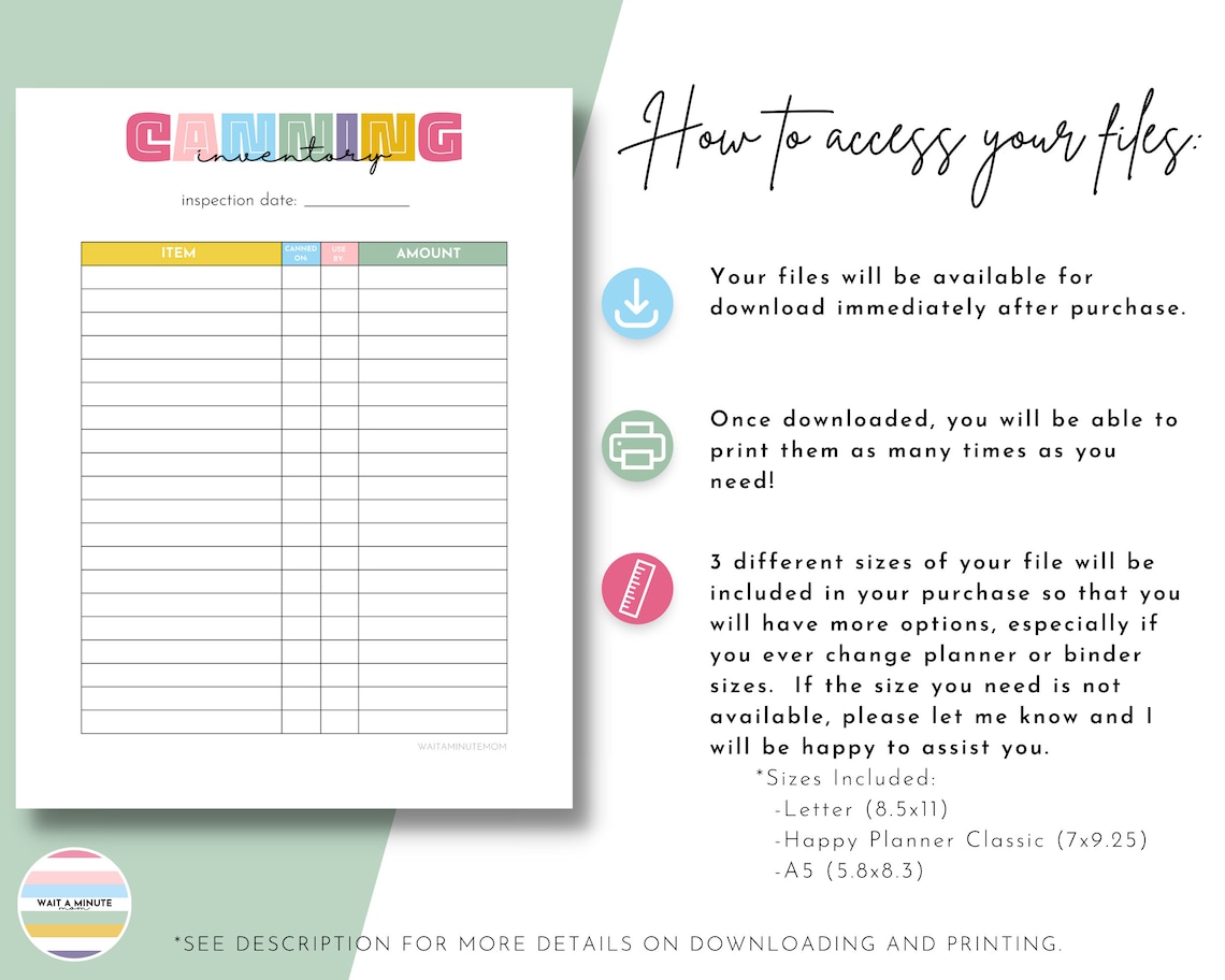 Printable Canning Inventory Log for Modern Homemaking and Homesteading ...