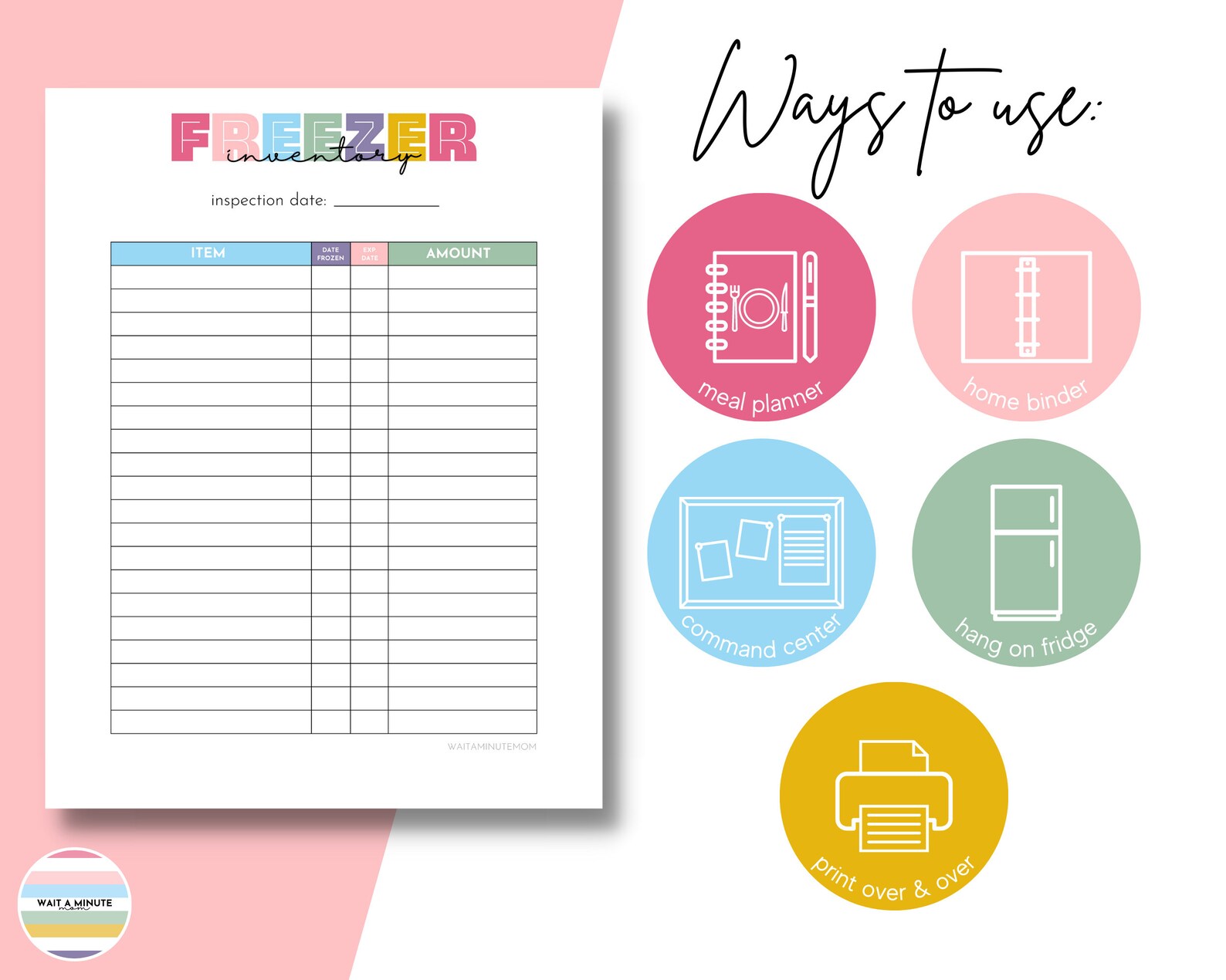 Frozen Food Storage Log Printable for Busy Moms and Homemakers, Simple ...