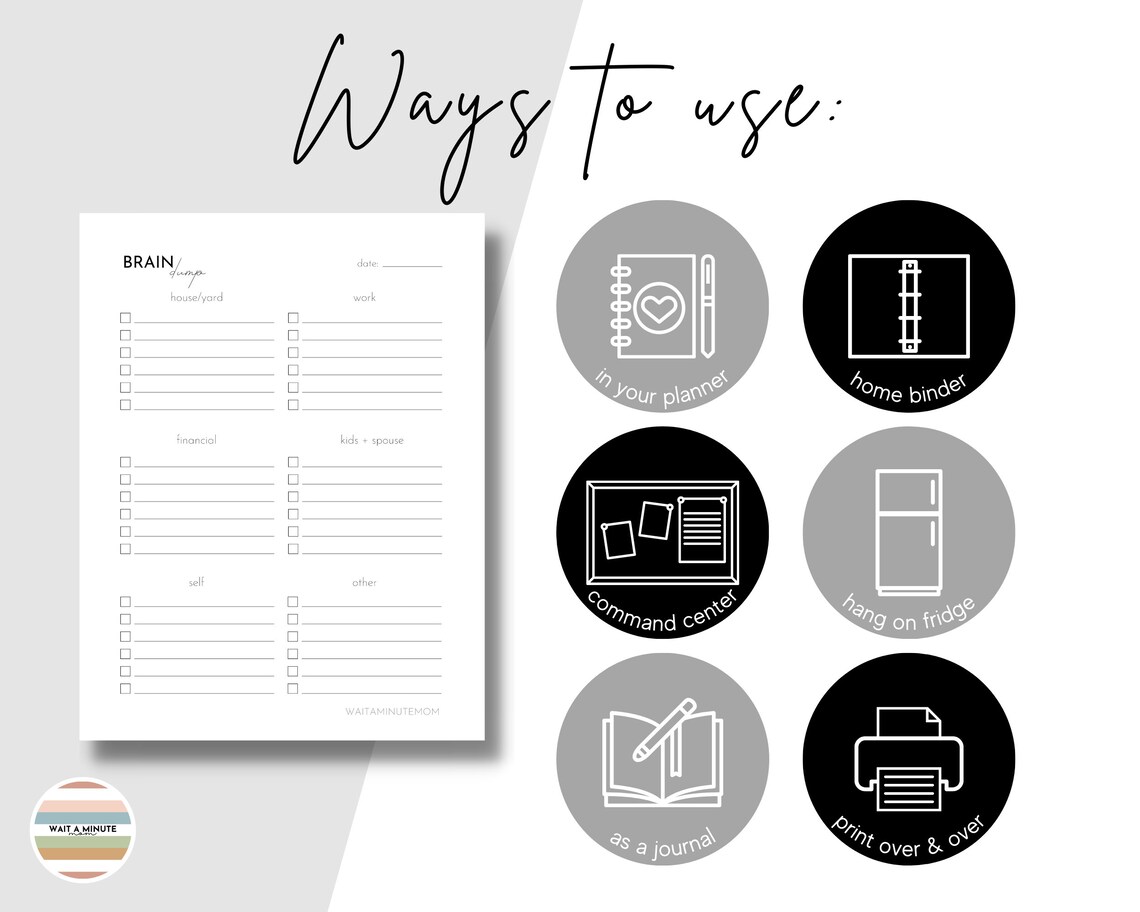 Printable Minimalist Brain Dump Page Thought Dump Mind Dump - Etsy