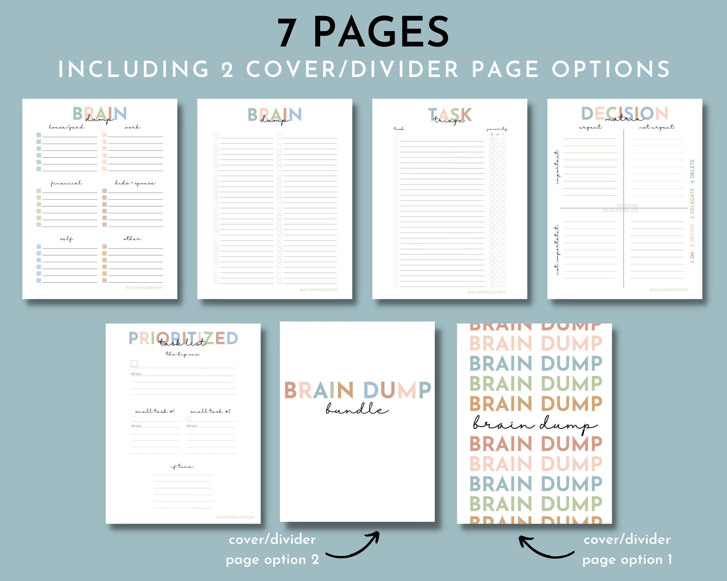 Brain Dump Printable Bundle, Decision Matrix, Thought Organizer ...