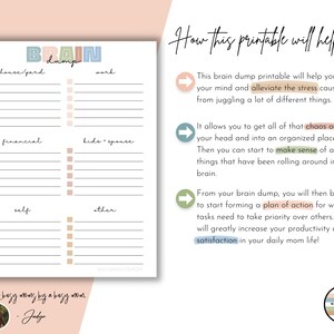 Brain Dump Printable, Thought Organizer Worksheet for Busy Moms, Task ...