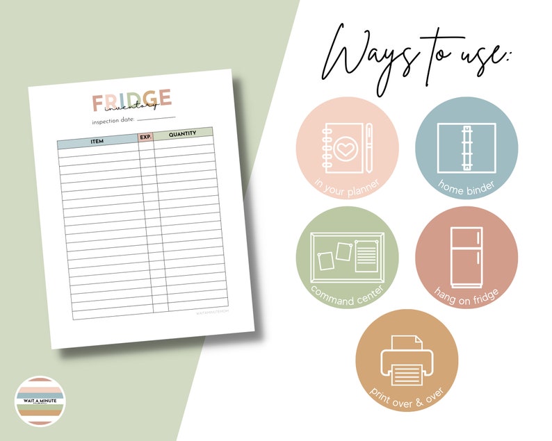 Simple Fridge Inventory List Printable, Fridge Contents Tracker, Family ...