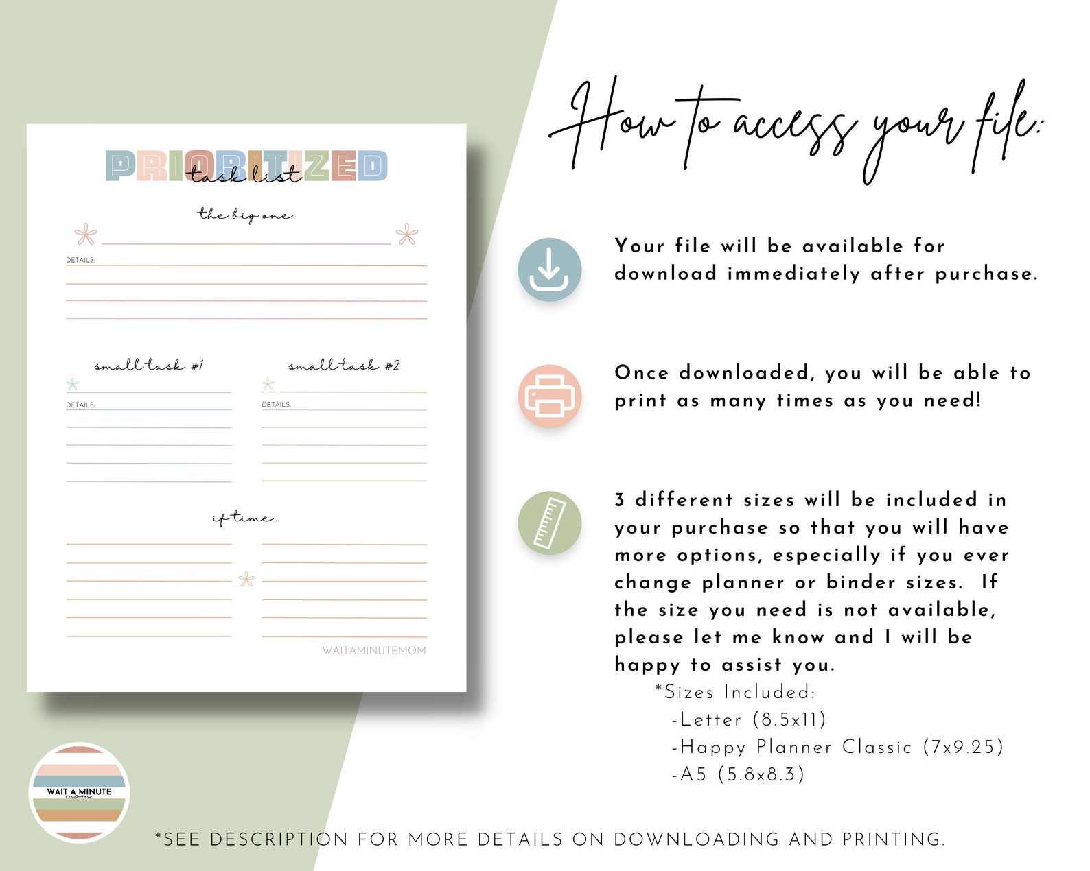 Simple Prioritized Task List Printable for Busy Moms, to Do List ...