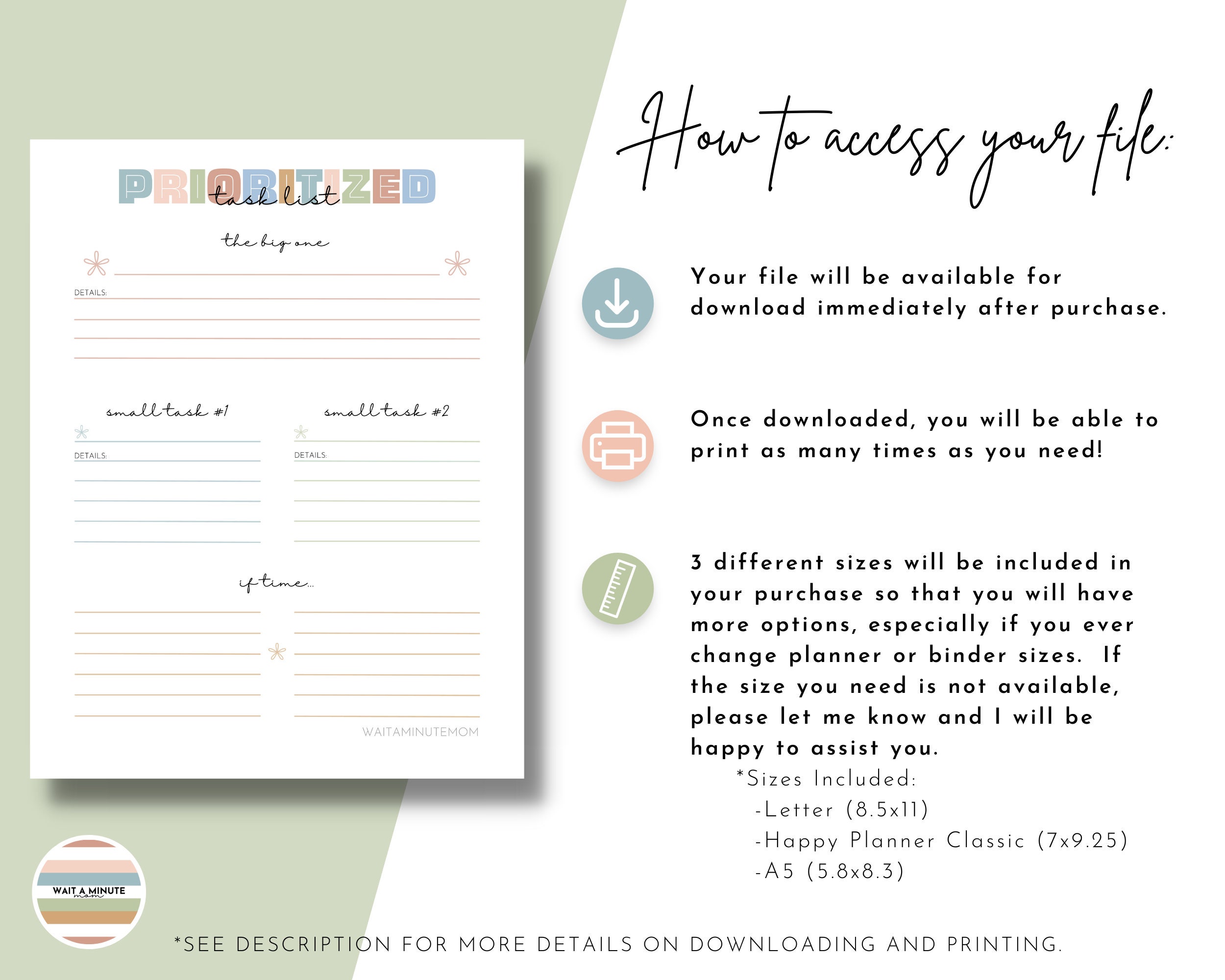 Simple Prioritized Task List Printable for Busy Moms, to Do List ...
