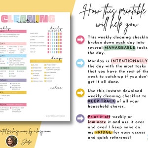 Simple Weekly Cleaning Routine Printable, Busy Mom Cleaning Checklist ...