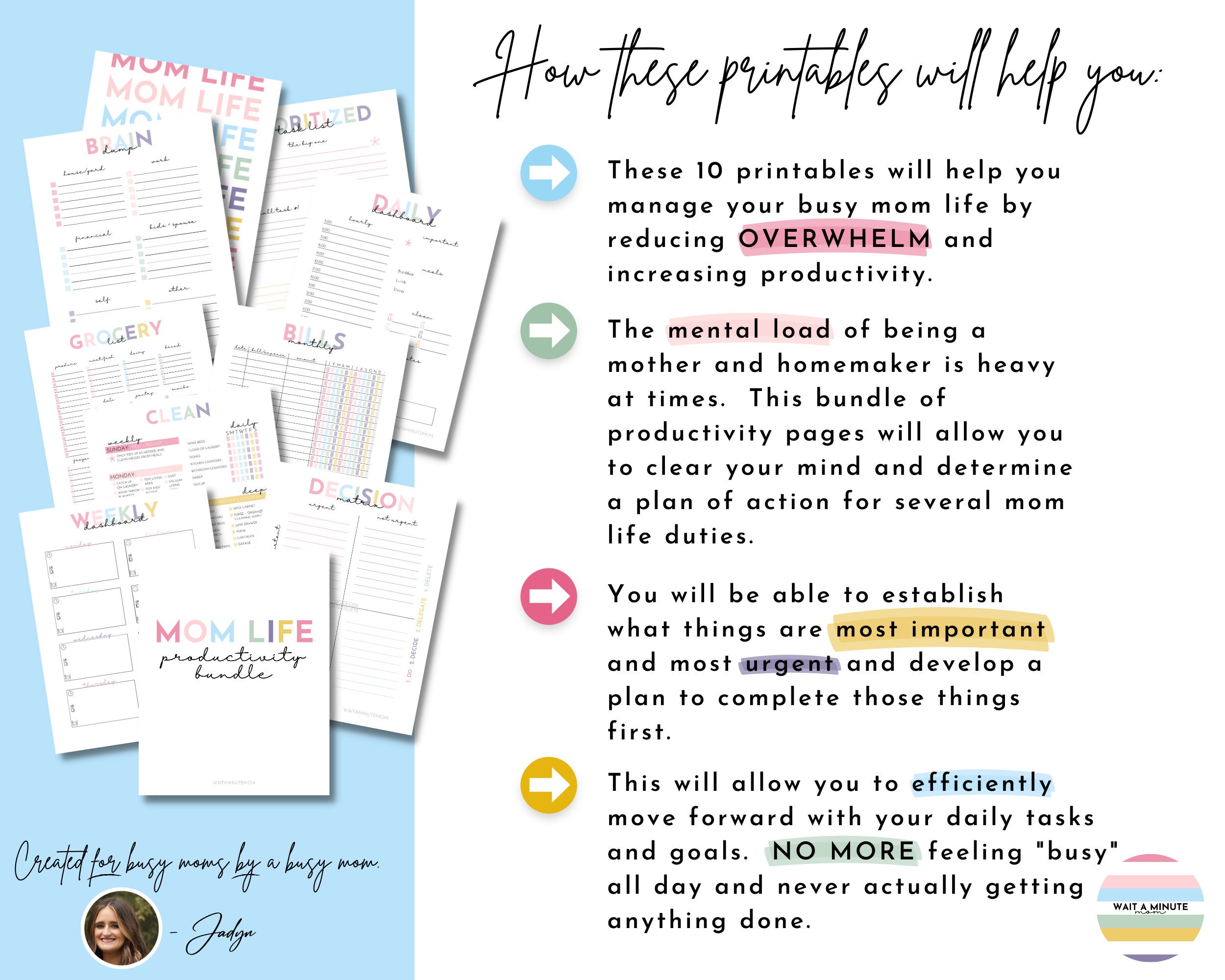 Simple Mom Life Productivity Printables Bundle, Busy Mom Life Binder ...
