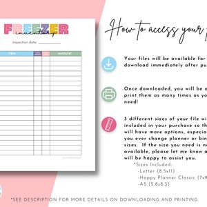 Frozen Food Storage Log Printable for Busy Moms and Homemakers, Simple ...