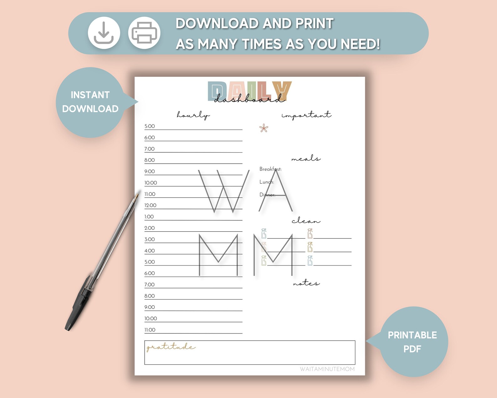 Daily Routine Printable for Busy Moms, Simple Daily Schedule for ...