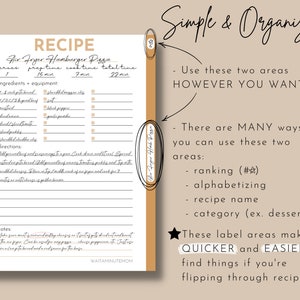 Recipe Page Blank Printable, Recipe Cards, Recipe Sheet, Recipe Page ...