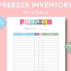 Frozen Food Storage Log Printable for Busy Moms and Homemakers, Simple ...