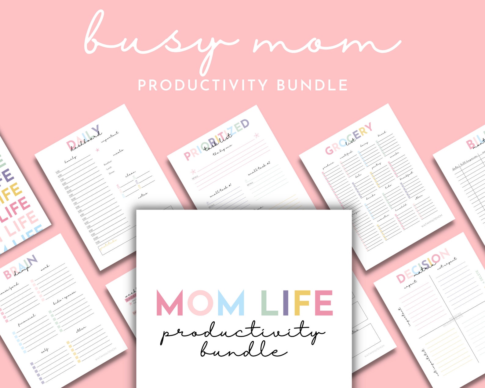 Busy Mom Productivity Printables Bundle, Mom Life Binder Pages ...