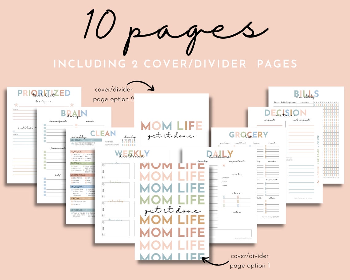Mom Life Home Management Binder Printables, Mom Life Planner Pages ...