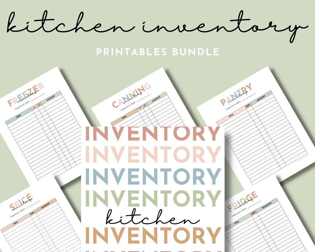 Kitchen Inventory Lists Printables Bundle, Food Storage Inventory ...