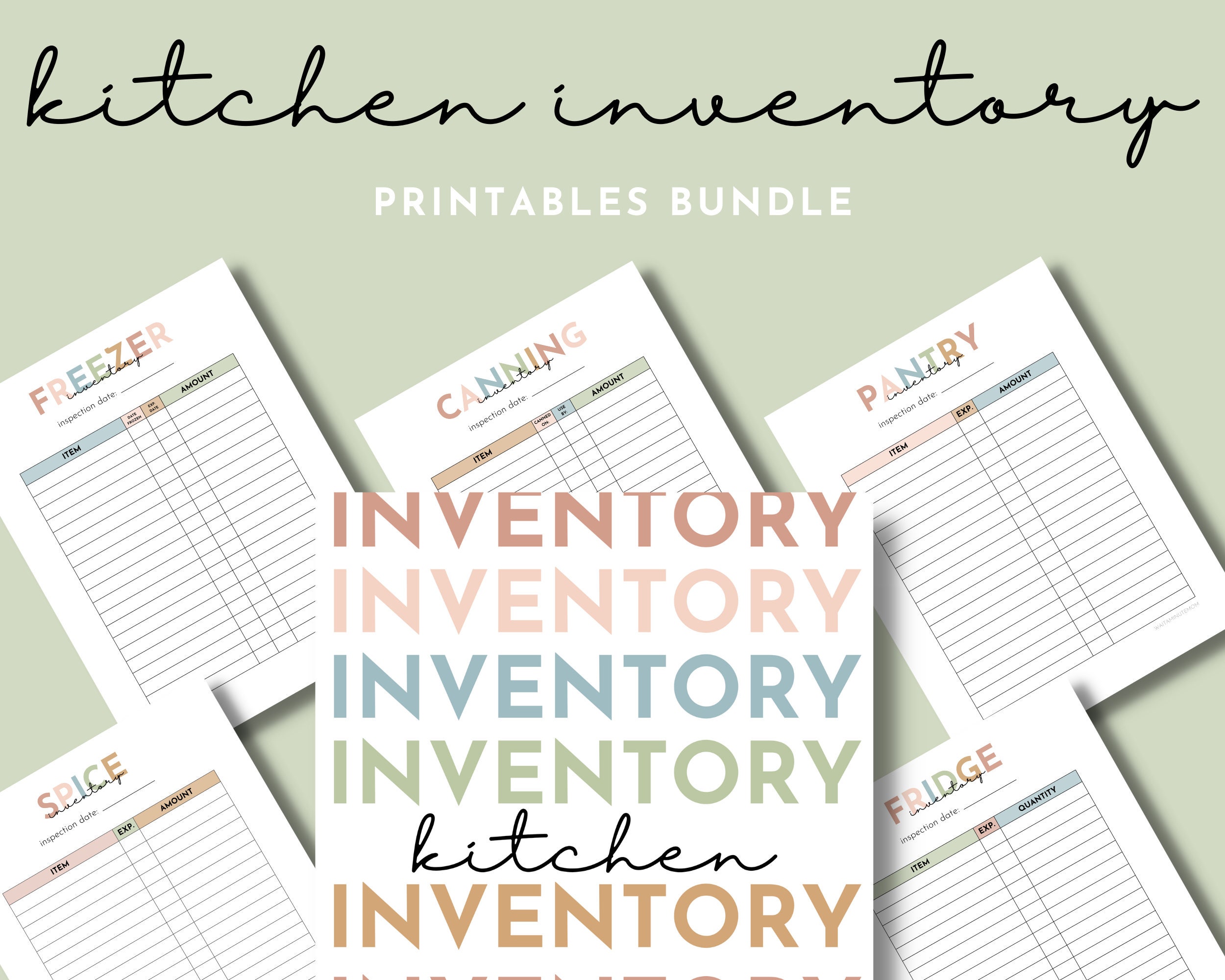 Kitchen Inventory Lists Printables Bundle, Food Storage Inventory ...
