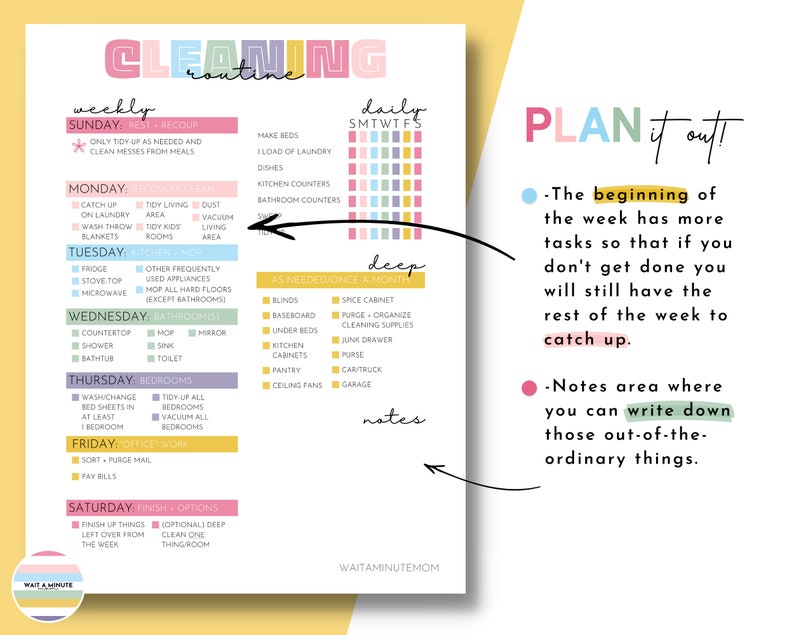 Simple Weekly Cleaning Routine Printable, Busy Mom Cleaning Checklist ...