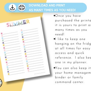 Blank Family Summer Bucket List Printable, Summer Printables for ...