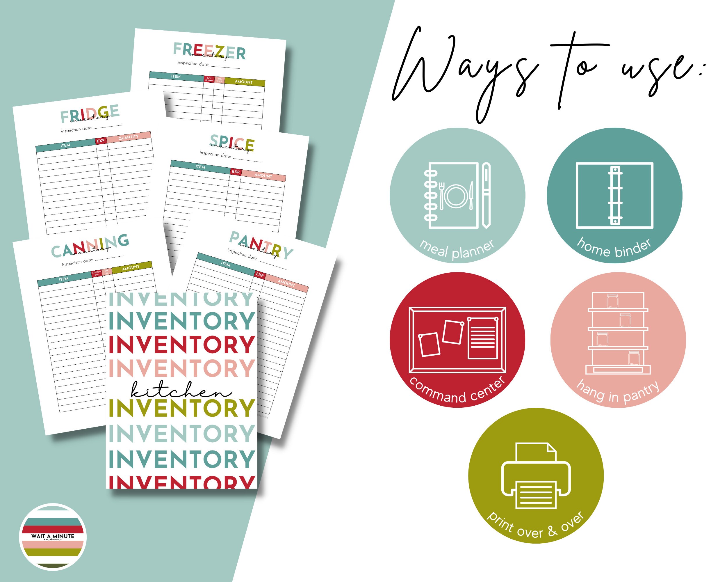 Kitchen Inventory Printables Bundle, Food Storage Inventory, Freezer ...
